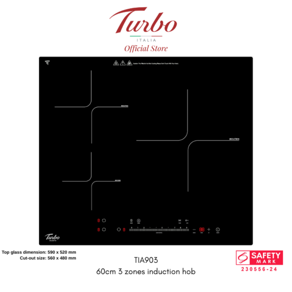 Turbo Italia – TIA903 60 cm 3 zones induction hob with touch control ...